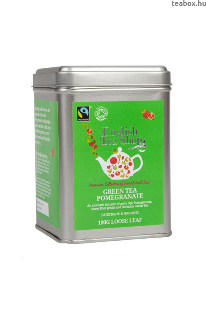 ETS 100 g Szálas Zöld bio tea Gránátalmás - Teabox